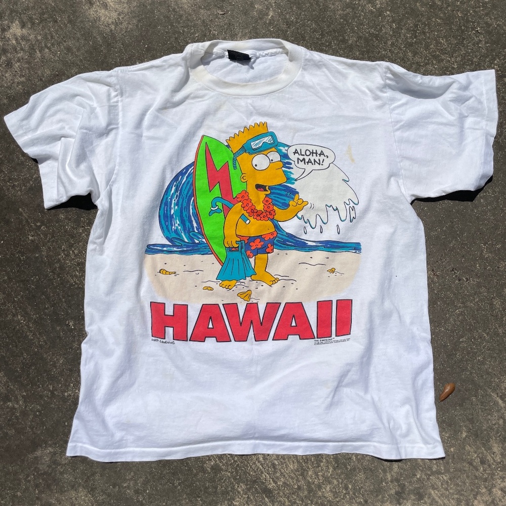 Vintage 1990 Changes The Simpsons Bart Hawaii Size Xl - Gem